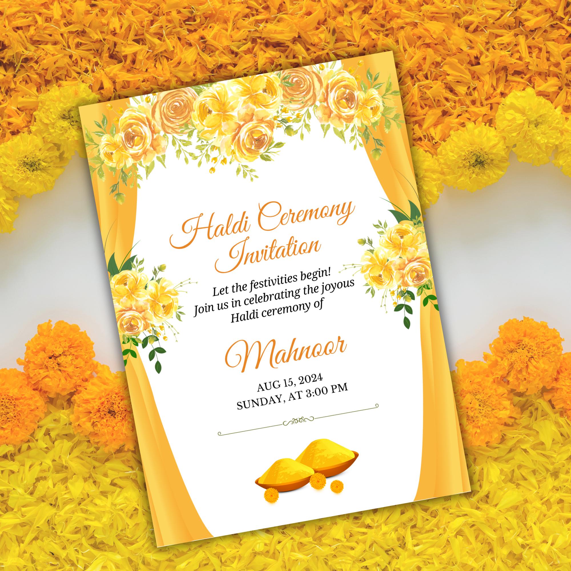 Editable Haldi Invitation Template, Indian Wedding Shower Invitation ...