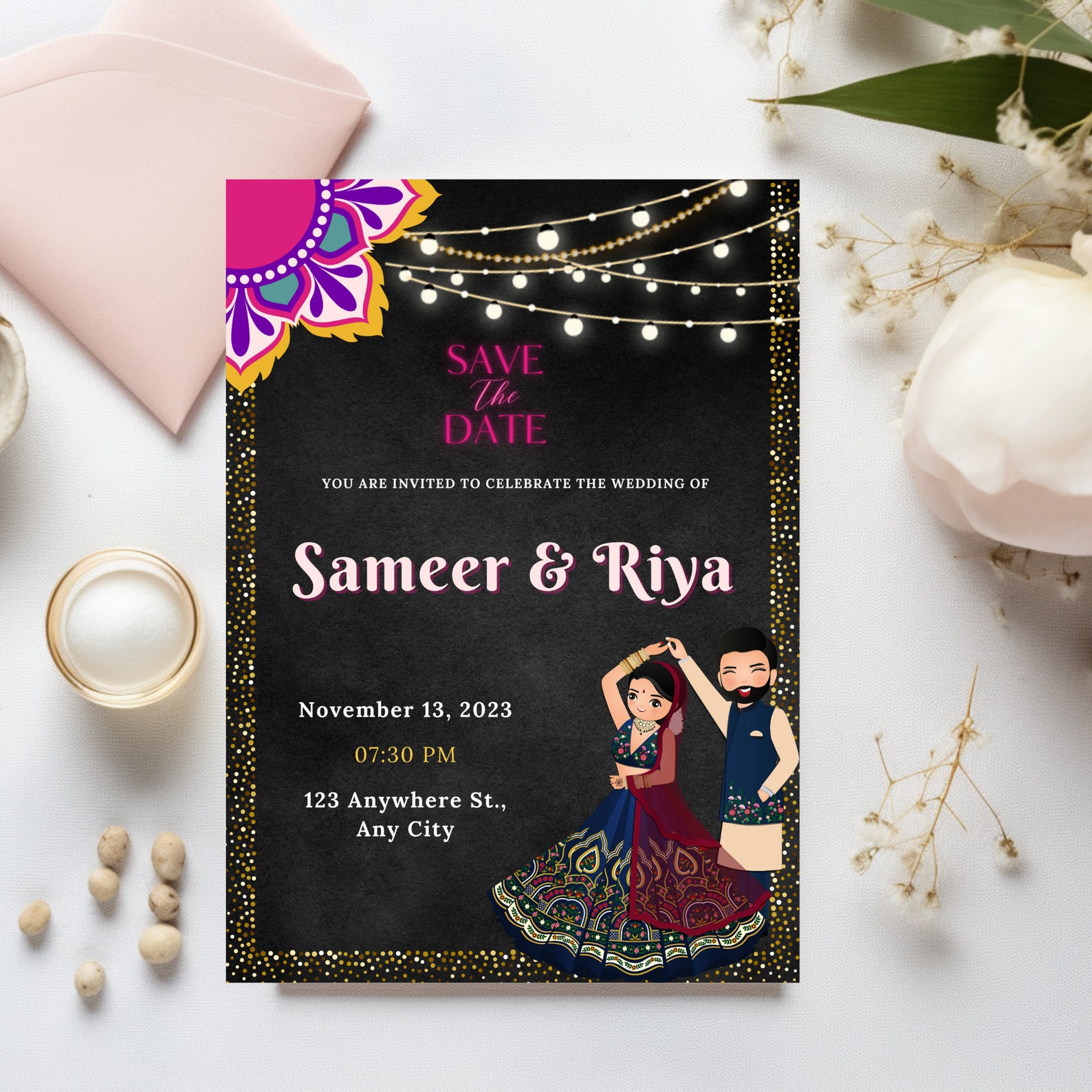 Indian Wedding Invitation Card, Punjabi Wedding Invitation, Save the ...