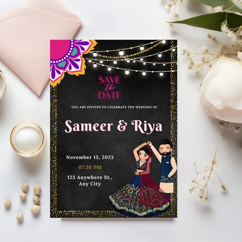 Indian Wedding Invitation Card, Punjabi Wedding Invitation, Save the ...