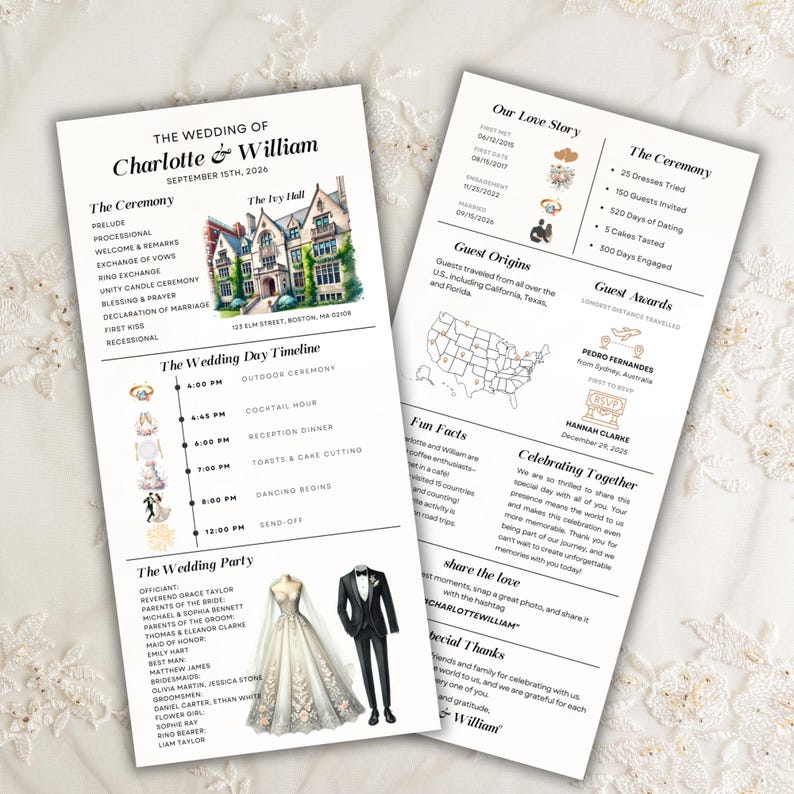 Church Wedding Ceremony Program, Infographic Wedding Program Template ...