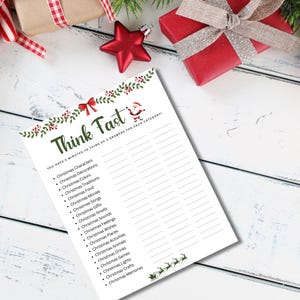 Printable Christmas Think Fast Game, Fun Christmas Game, Christmas ...