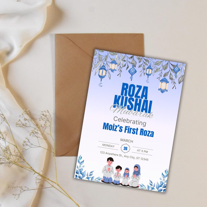 Roza Kushai Celebration Invitation, First Fast Invitation, Roza Khushai ...