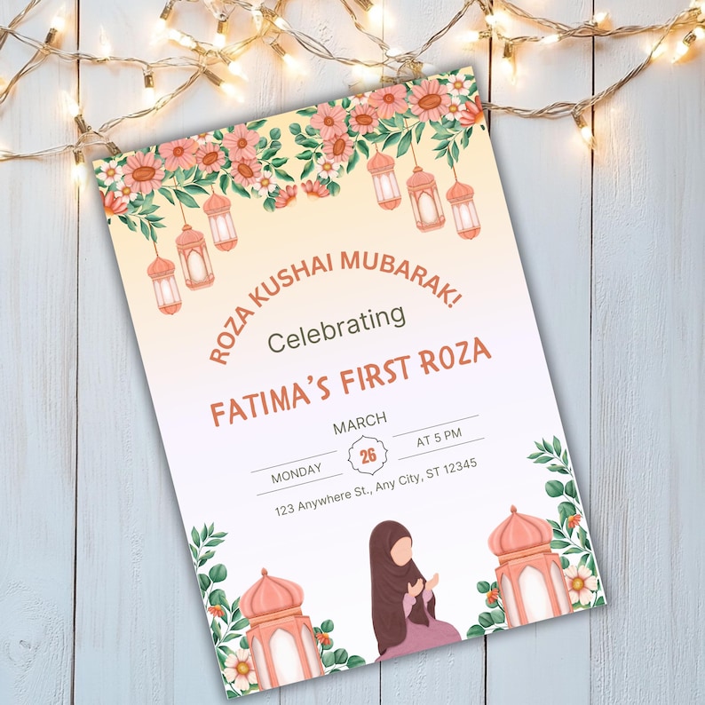 Roza Kushai Celebration Invitation, First Fast Invitation, Roza Khushai ...