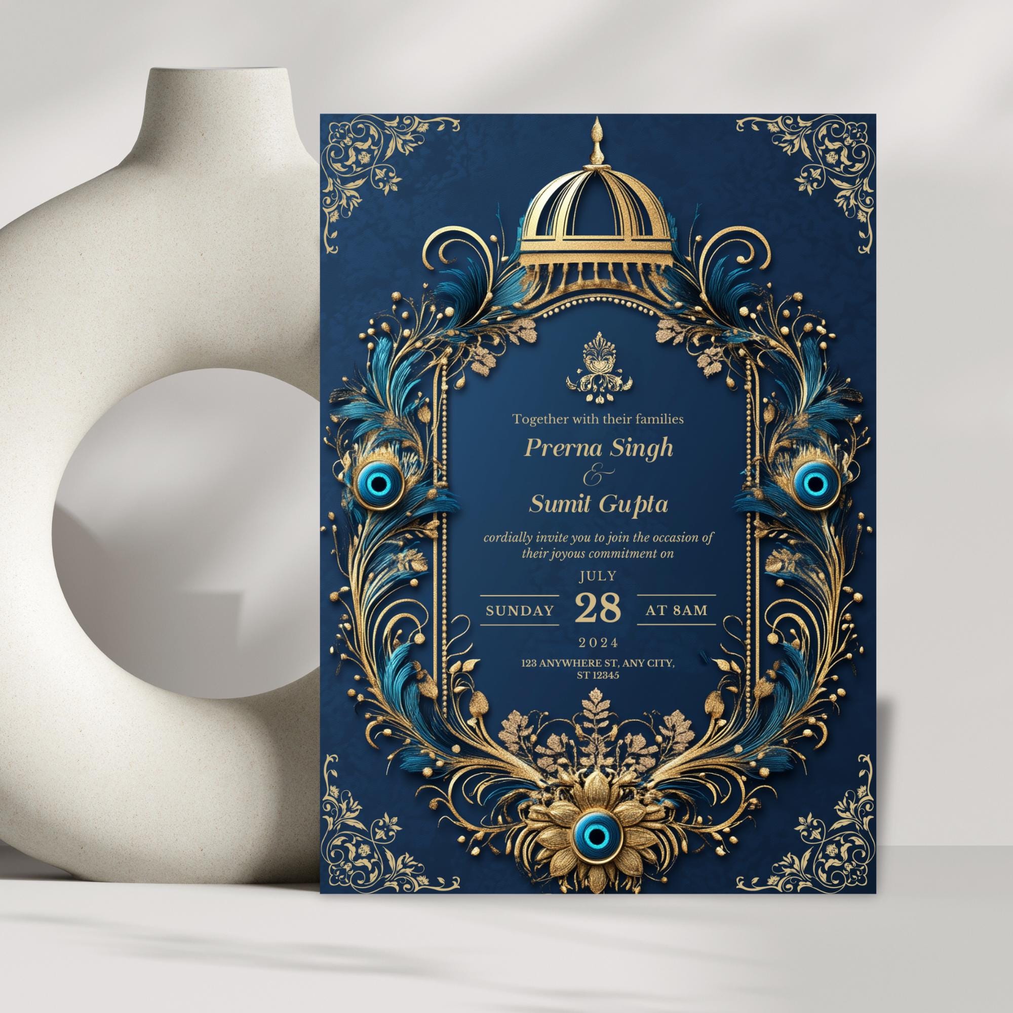 Indian Wedding Invitation Card, Punjabi Wedding Invitation, Save the ...