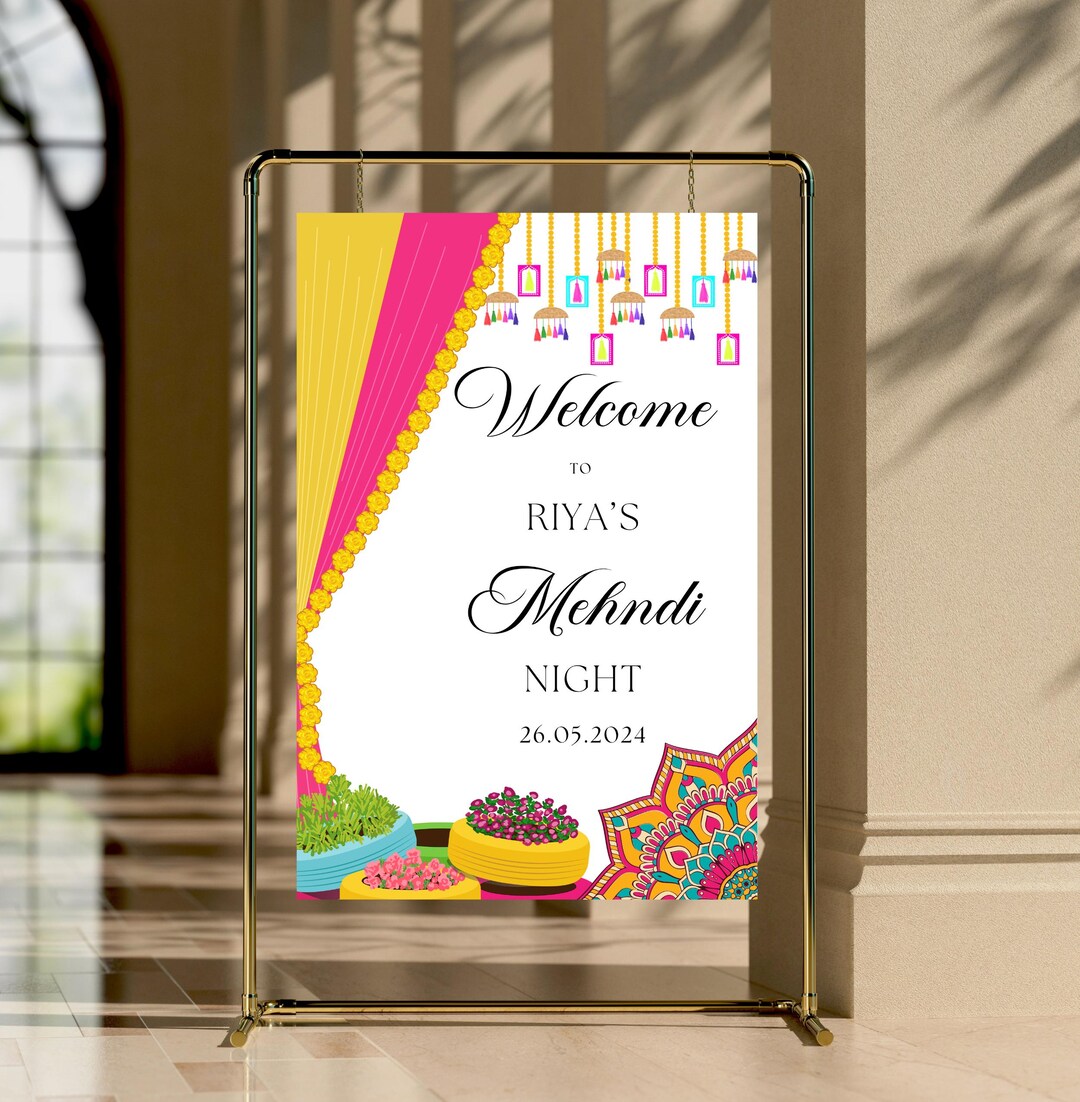 Mehndi Welcome Signs, Indian Wedding Welcome Sign, Pithi Mayoun Haldi ...