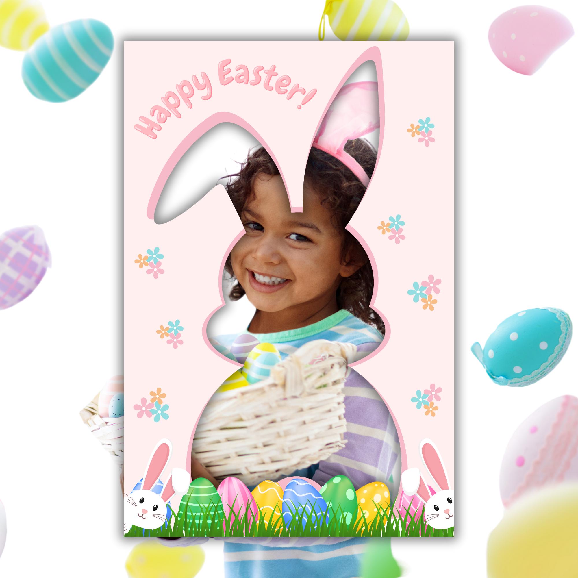 Easter Bunny Photo Booth Frame Template | 24x36" Printable Easter ...