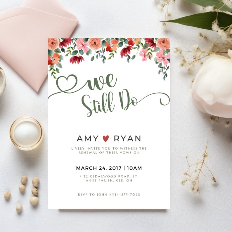 Editable Renewal of Vows Invitation Invitation Template Renew Vows ...