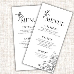 Wedding Menu Canva Template | Elegant Minimalist Black & White Menu ...