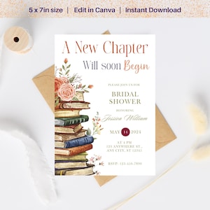 Book Themed Bridal Shower Invitation, A New Chapter Wedding Shower Invitation, Storybook Bridal ...