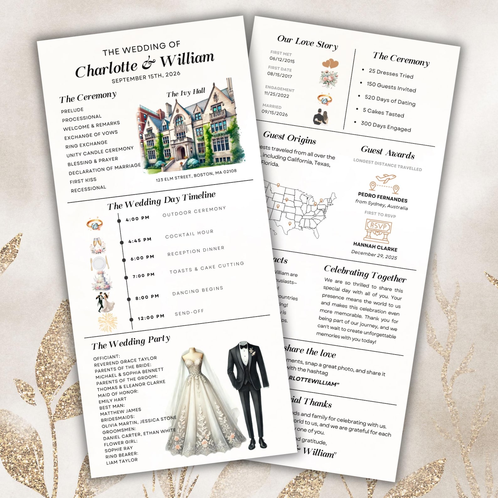 Church Wedding Ceremony Program, Infographic Wedding Program Template ...