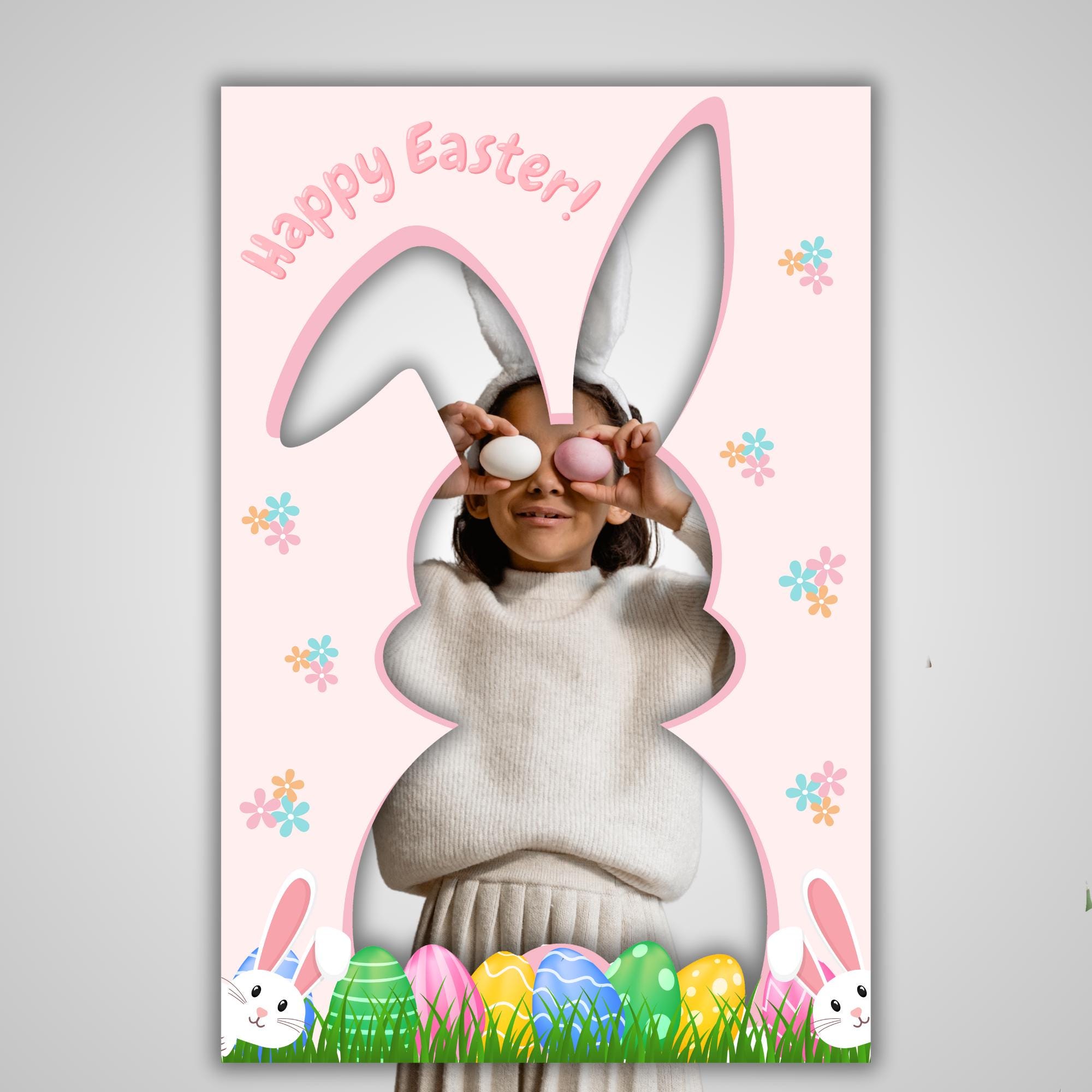 Easter Bunny Photo Booth Frame Template | 24x36" Printable Easter ...