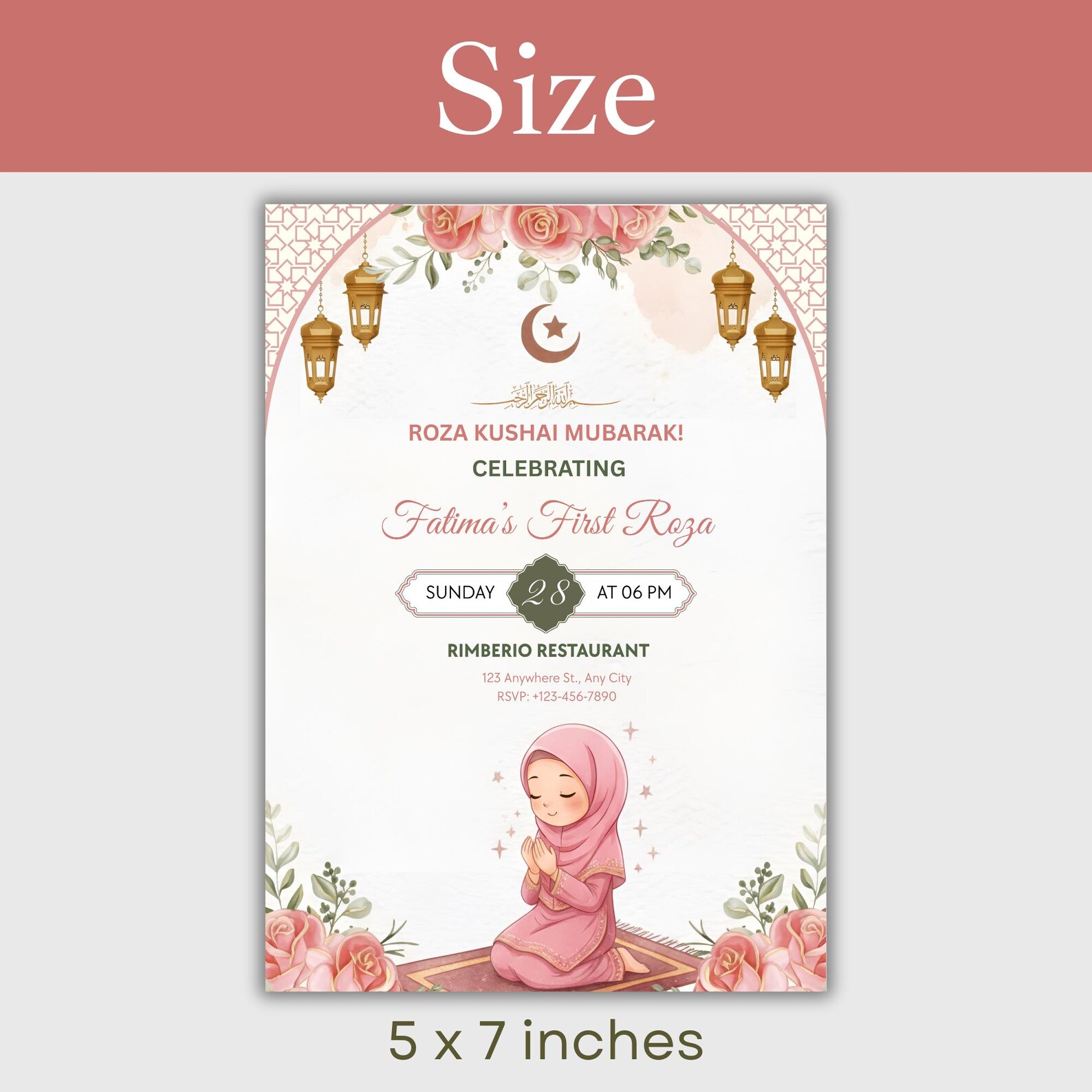 Roza Kushai Invitation, First Roza Celebration Invite, Editable Ramadan ...