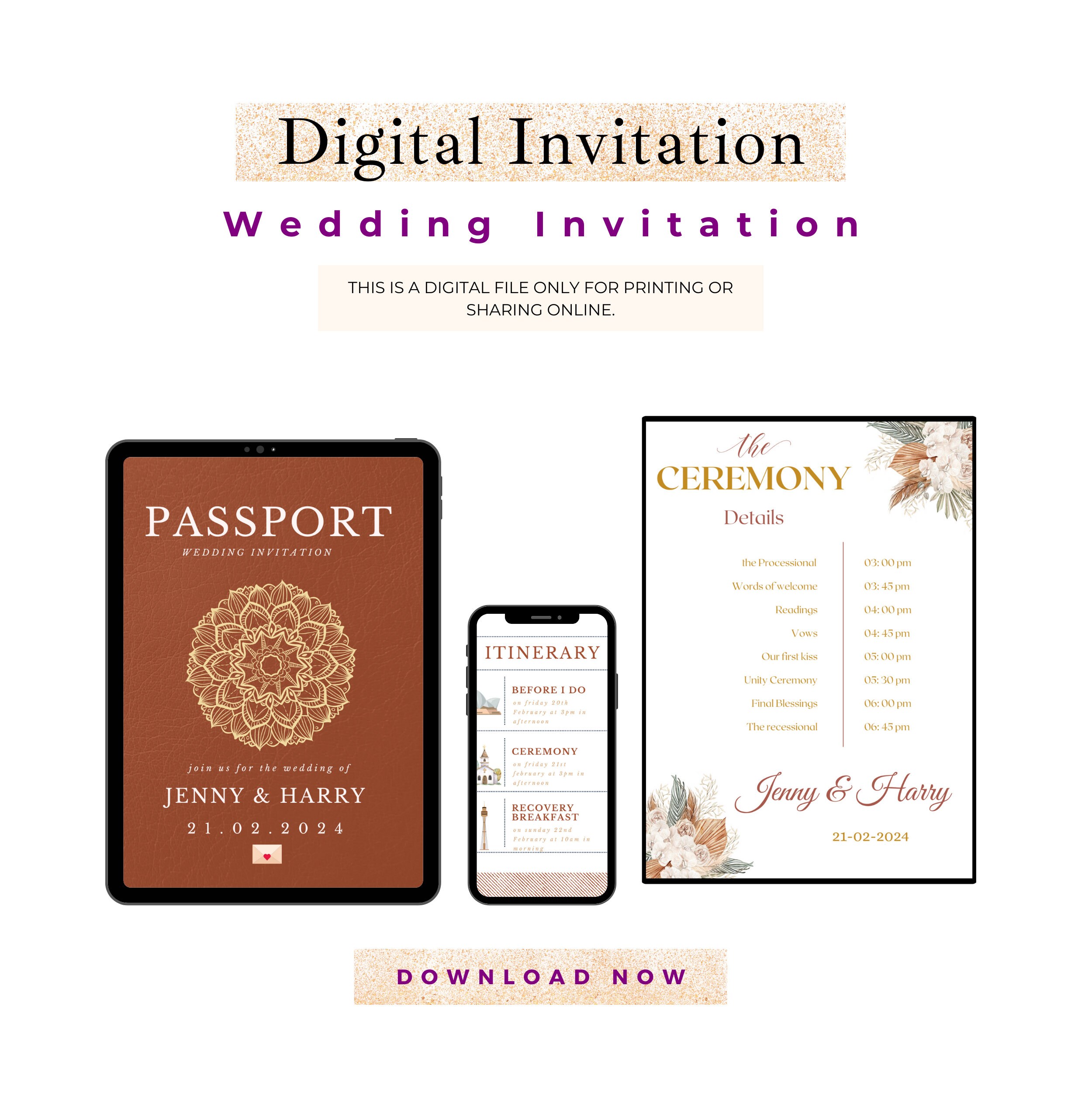 Destination Wedding Invitation, Boarding Pass Invitation, Printable ...