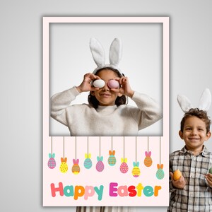Easter Bunny Photo Booth Frame Template | 24x36" Printable Easter ...