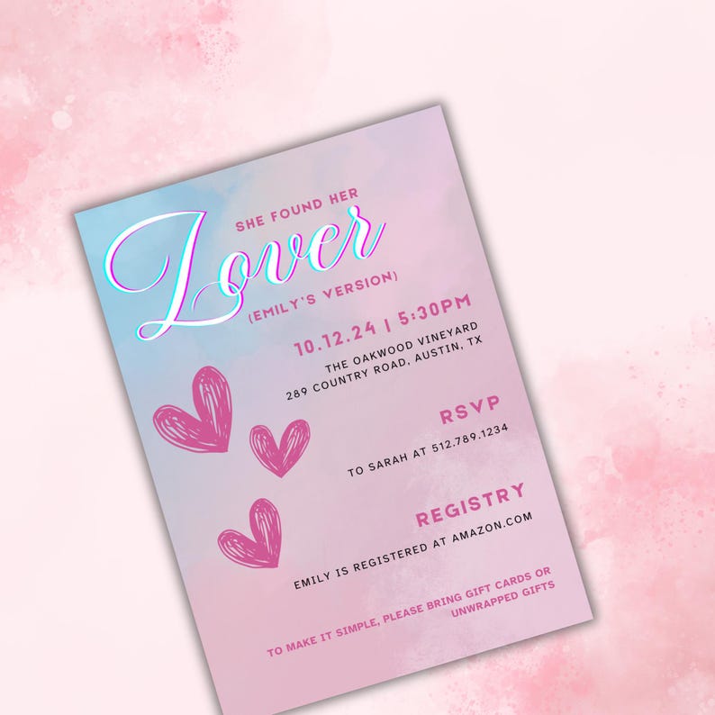 She Found Her Lover Invitation Template, Lover Bridal Shower Invitation ...