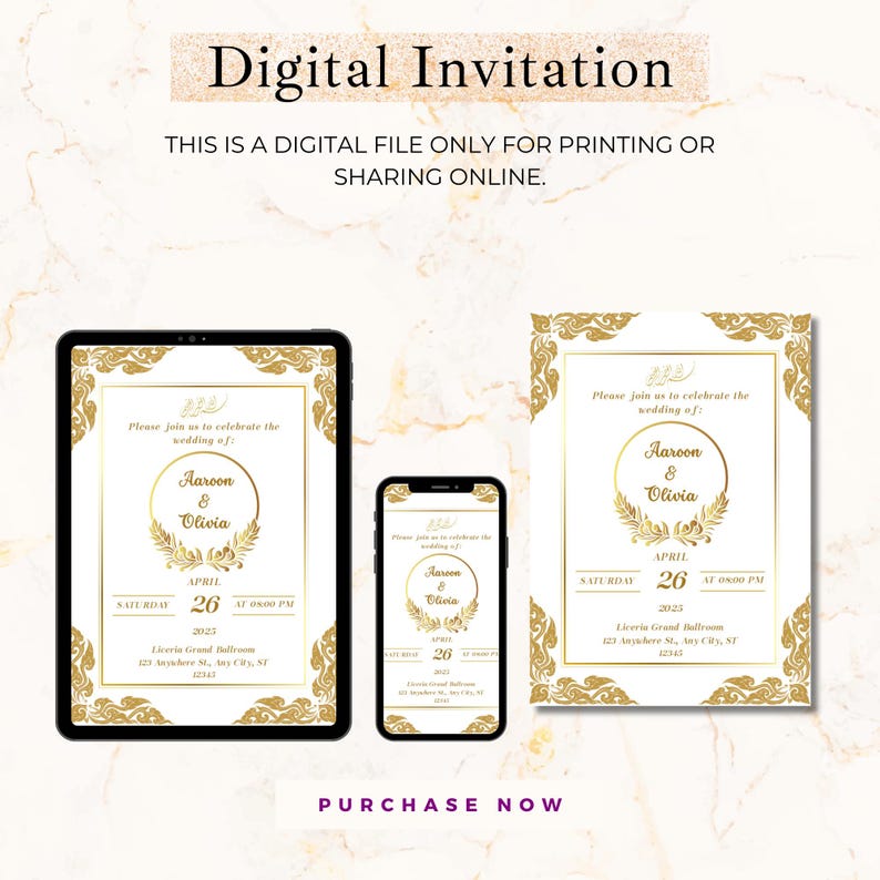 Editable Muslim Wedding Invitation Template, Muslim Wedding Invite ...