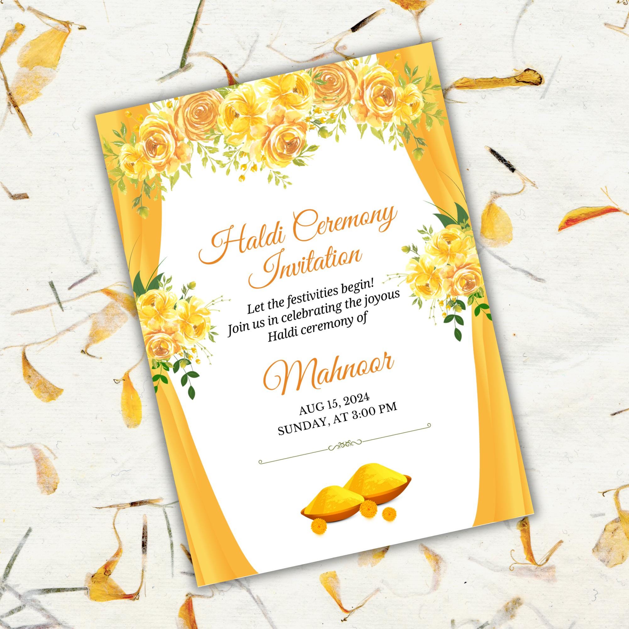 Editable Haldi Invitation Template, Indian Wedding Shower Invitation ...