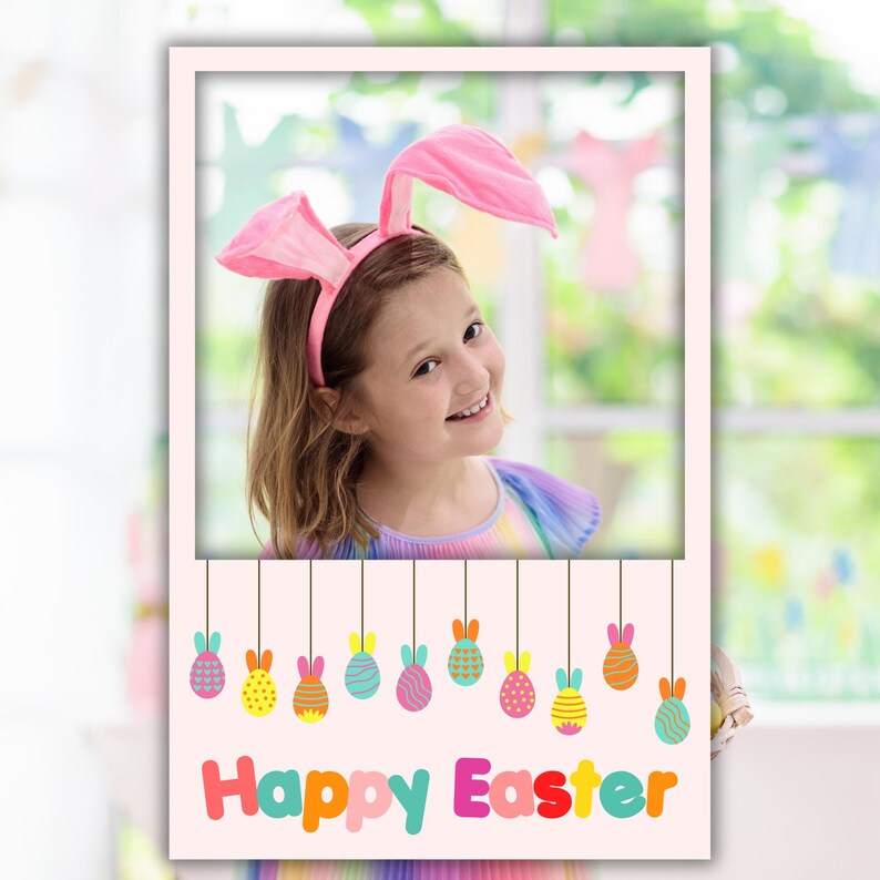 Easter Bunny Photo Booth Frame Template | 24x36" Printable Easter ...
