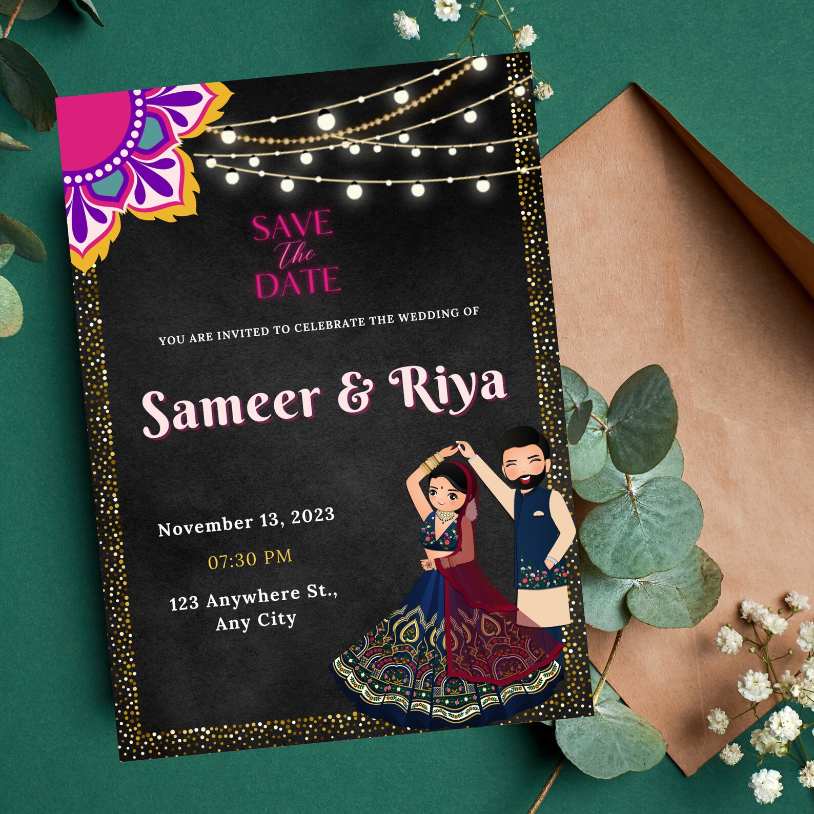 Indian Wedding Invitation Card, Punjabi Wedding Invitation, Save the ...