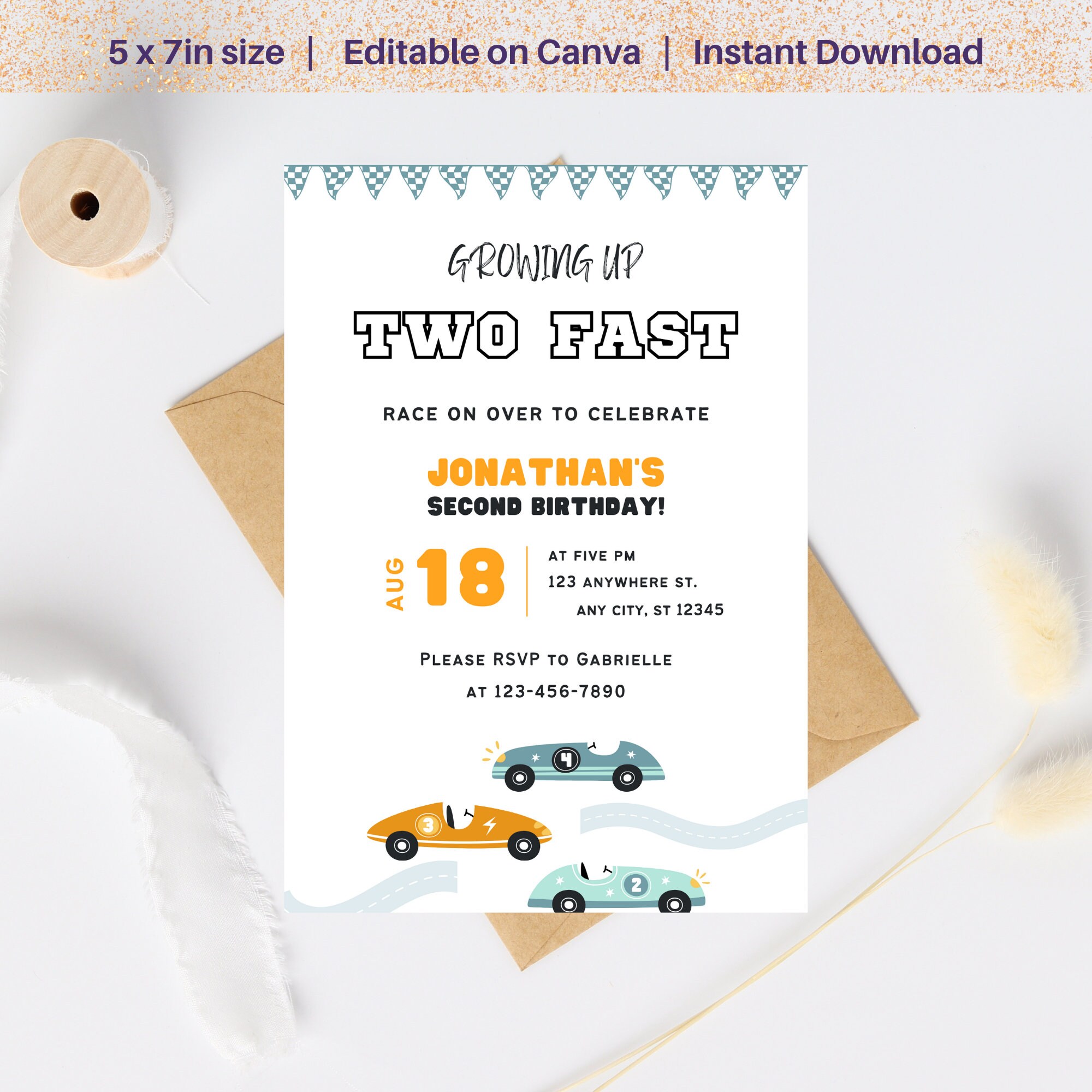 Cars Birthday Invitation Editable Kids Party Invite Printable Boys ...