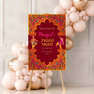 Jaggo Night Welcome Sign Printable Punjabi Wedding Welcome Sign Indian ...