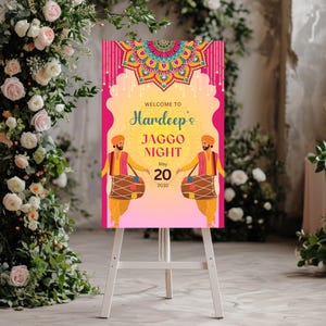 Jaggo Night Welcome Sign Printable Punjabi Wedding Welcome Sign Indian ...
