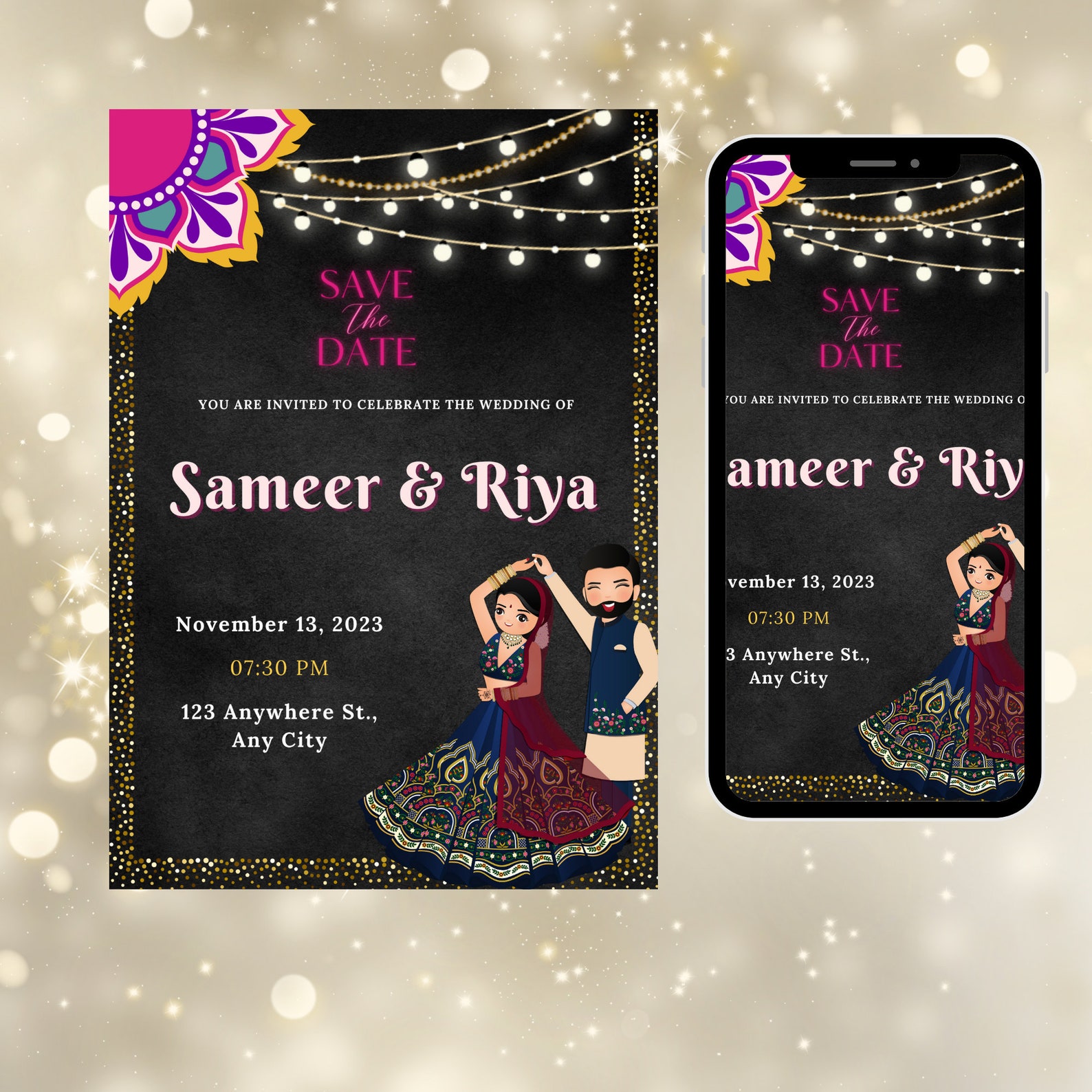 Indian Wedding Invitation Card, Punjabi Wedding Invitation, Save the ...