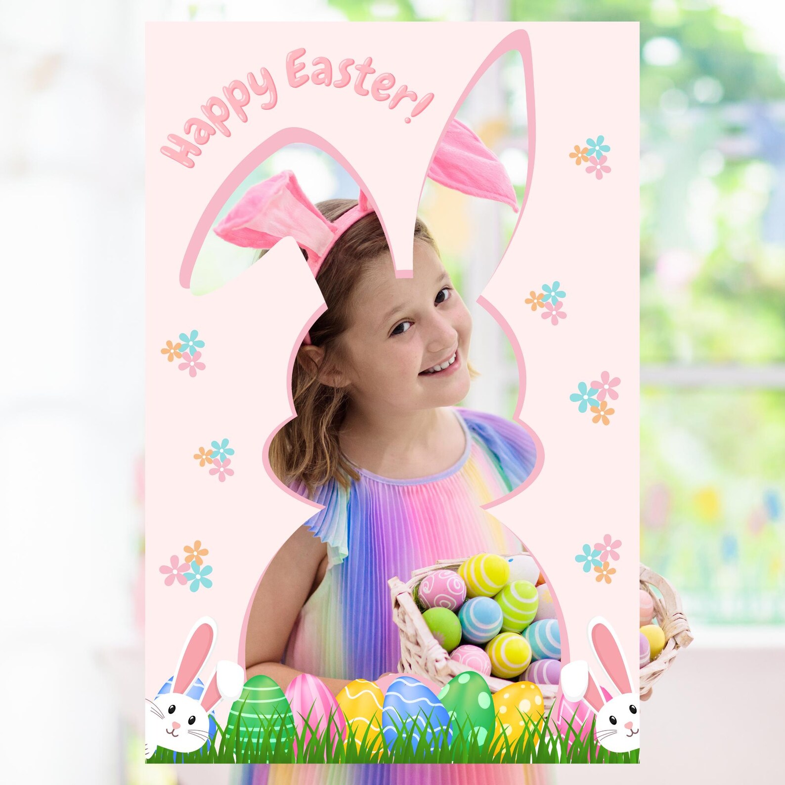 Easter Bunny Photo Booth Frame Template | 24x36" Printable Easter ...