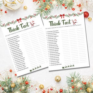 Printable Christmas Think Fast Game, Fun Christmas Game, Christmas ...