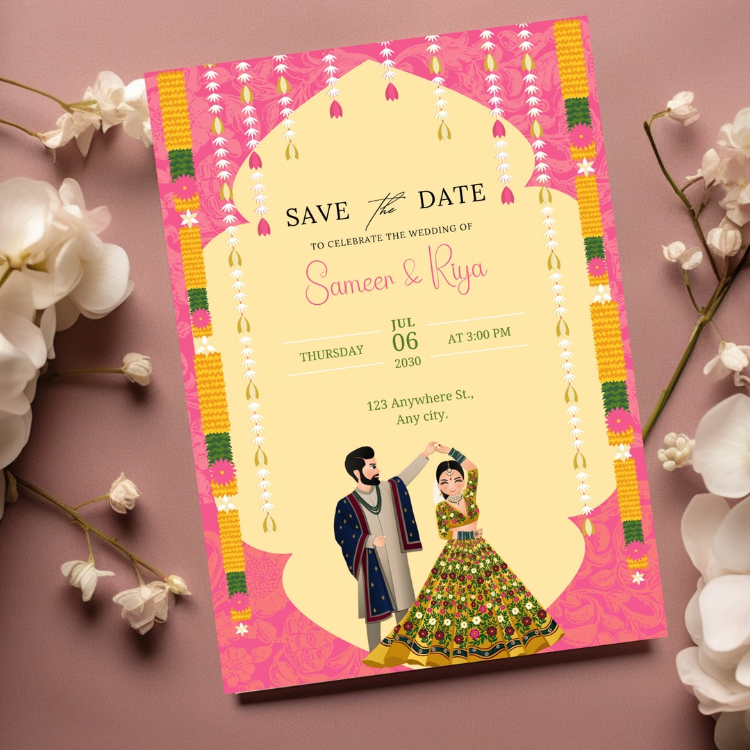 Indian Wedding Invitation Card, Punjabi Wedding Invitation, Save the ...
