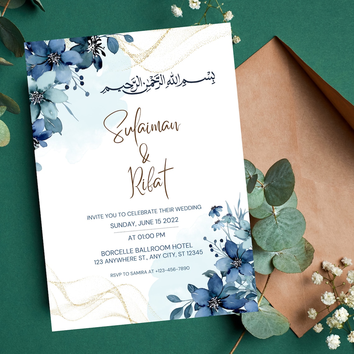 Editable Muslim Wedding Invitation Template Nikkah Walimah Shaadi ...
