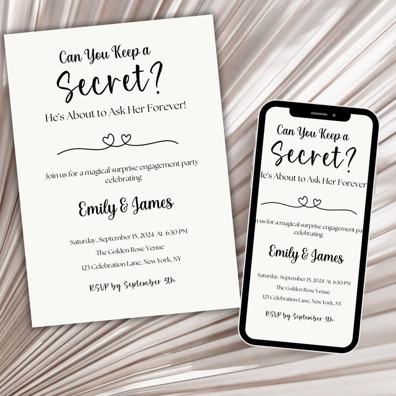 Surprise Engagement Party Invitation, Minimalist Engagement Party ...
