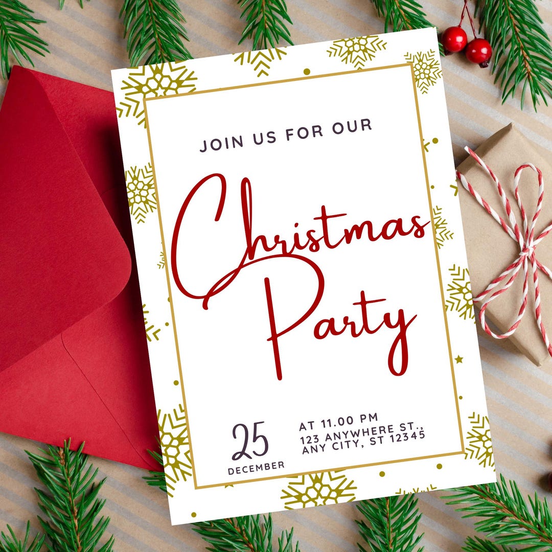 Editable Christmas Party Invitation Template, Printable Christmas Party ...