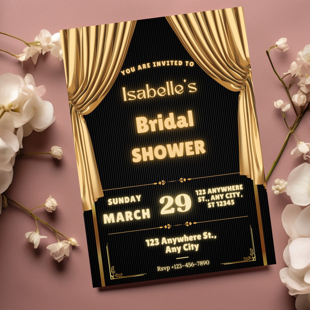 Theater Playbill-themed Bridal Shower Invitation Template, Save the ...