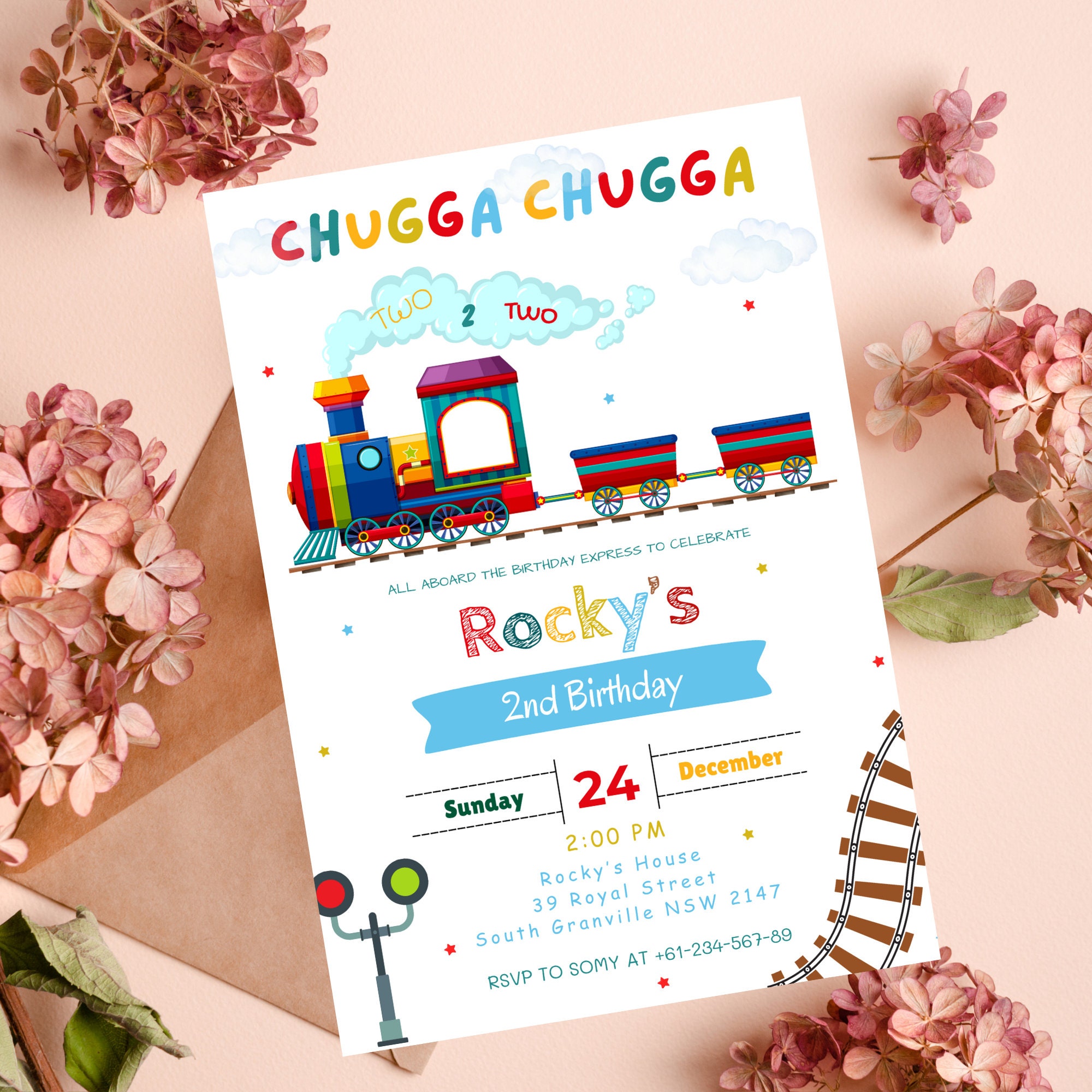 Editable Train Birthday Invitation Template, Toy Train Invitation Two ...