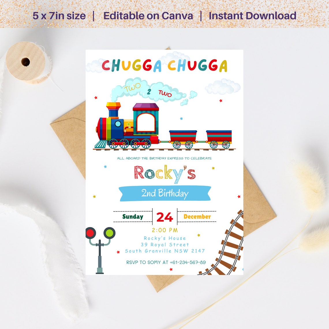 Editable Train Birthday Invitation Template, Toy Train Invitation Two ...