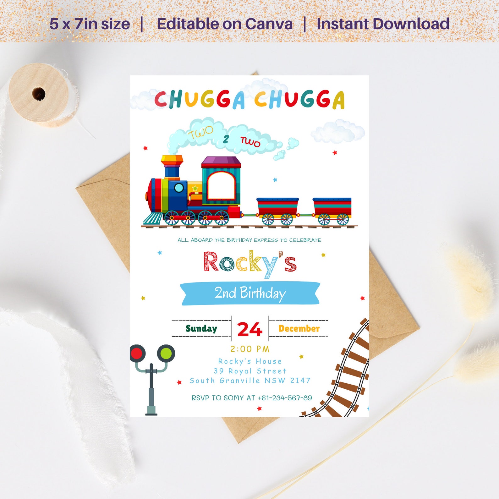 Editable Train Birthday Invitation Template, Toy Train Invitation Two ...