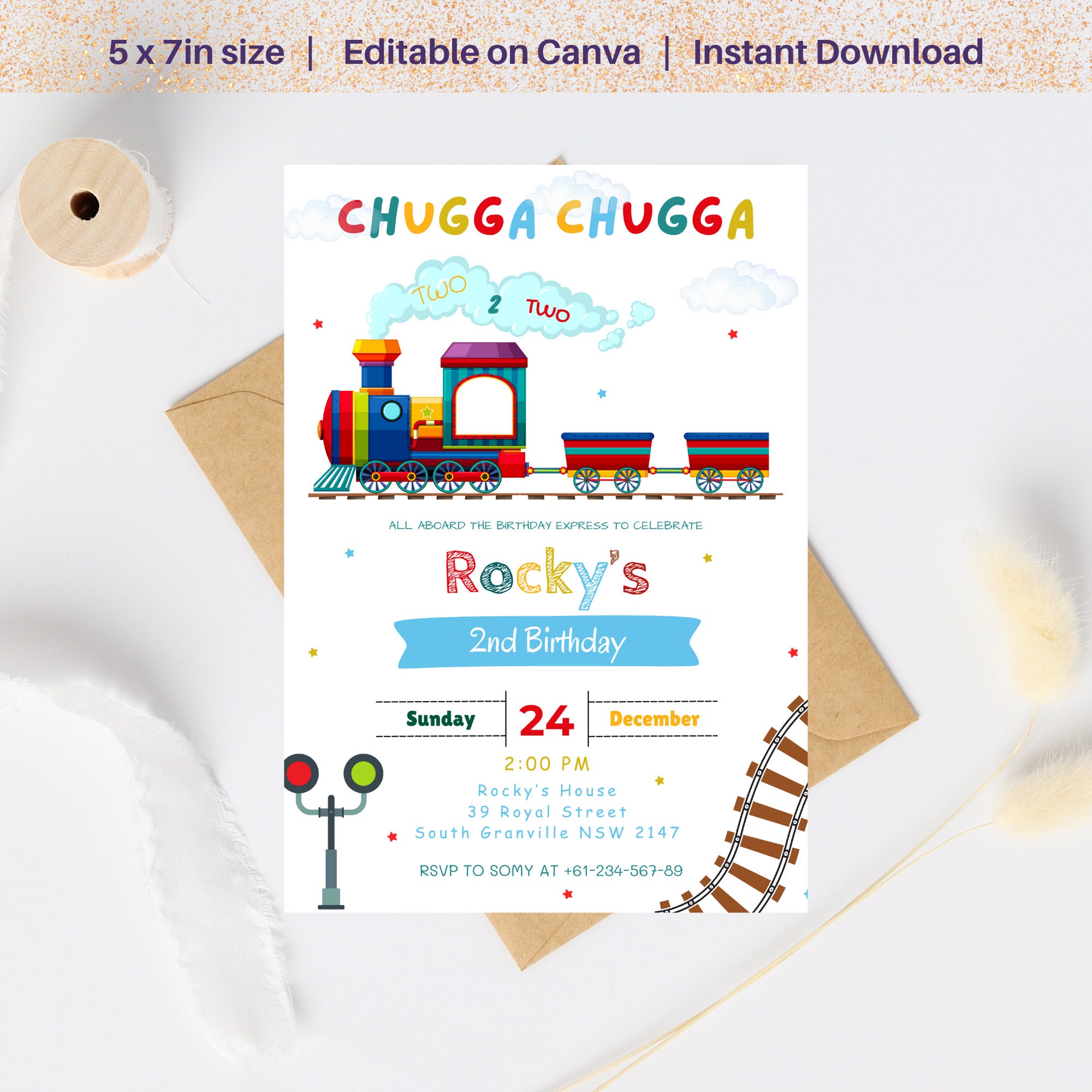 Editable Train Birthday Invitation Template, Toy Train Invitation Two ...