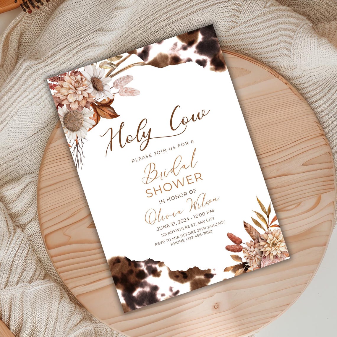 Holy Cow She's Getting Married Bridal Shower Invitation, Editable ...