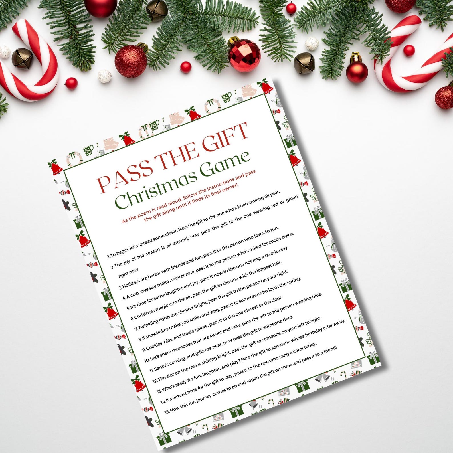 Christmas Pass the Gift Game Printable, Office Christmas Party Pass the ...