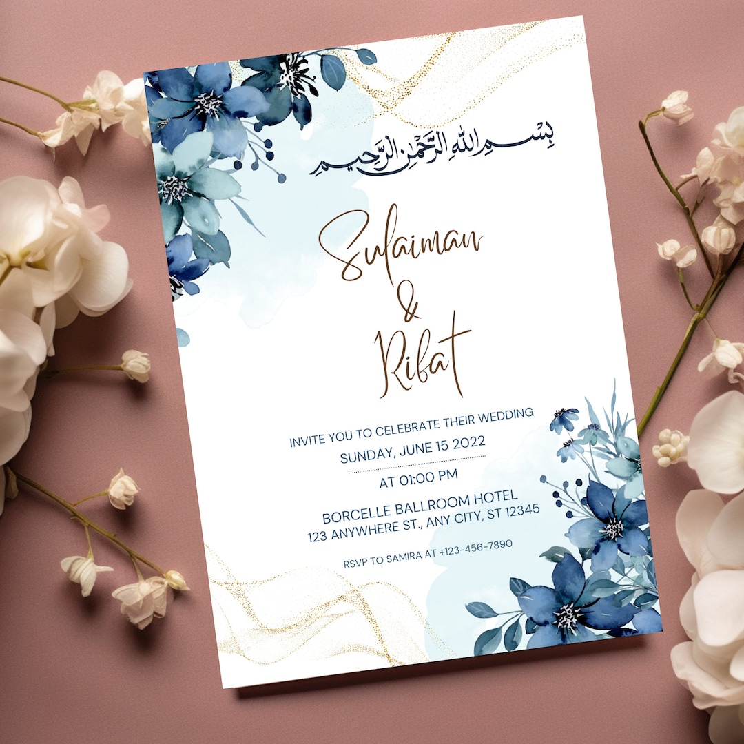 Editable Muslim Wedding Invitation Template Nikkah Walimah Shaadi ...