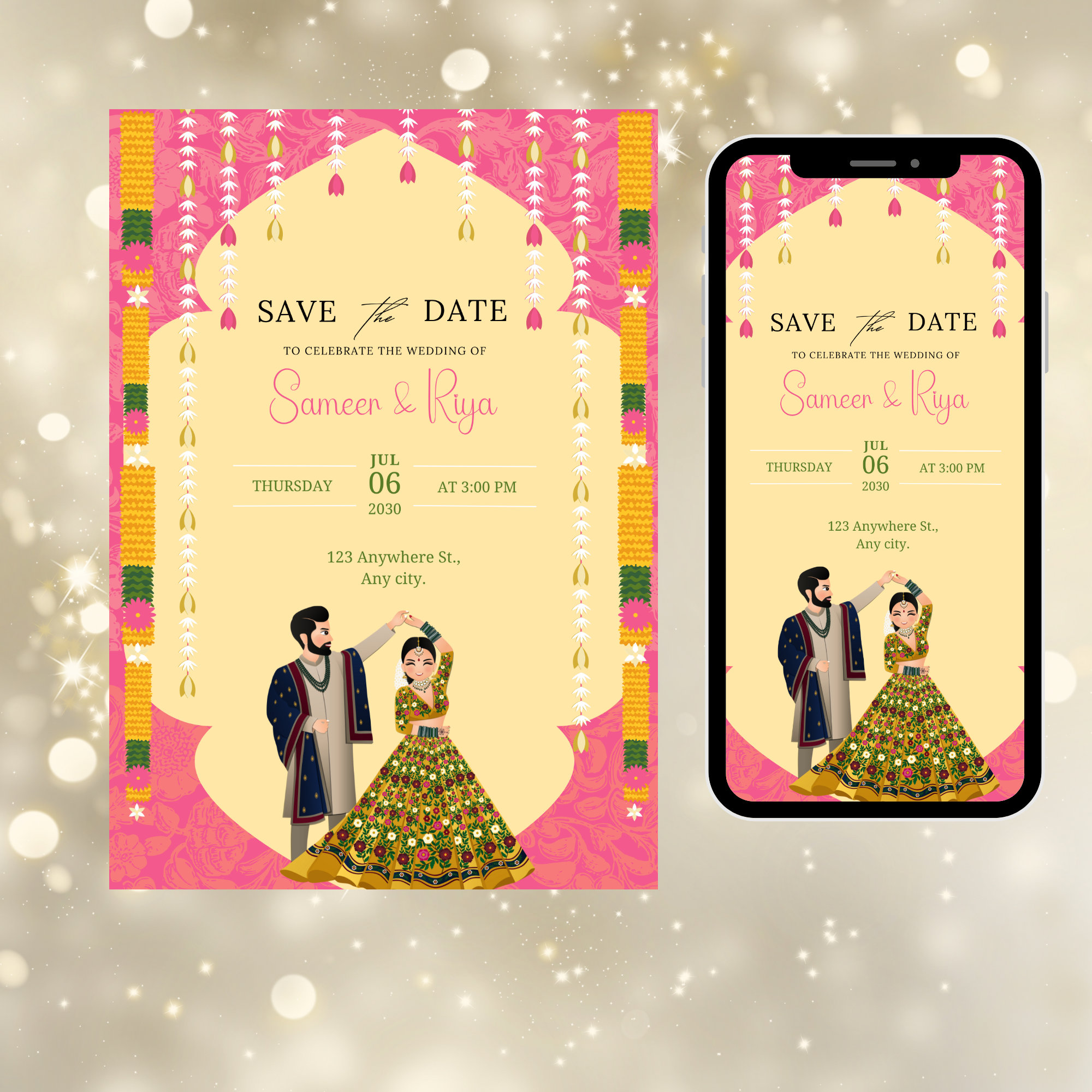 Indian Wedding Invitation Card, Punjabi Wedding Invitation, Save the ...