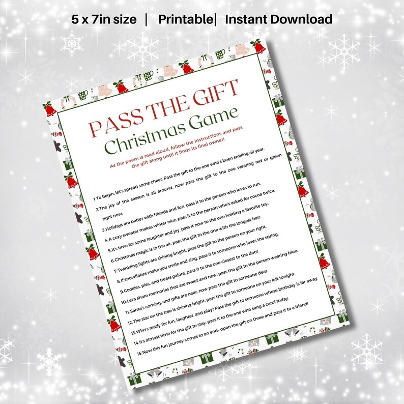 Christmas Pass the Gift Game Printable, Office Christmas Party Pass the ...