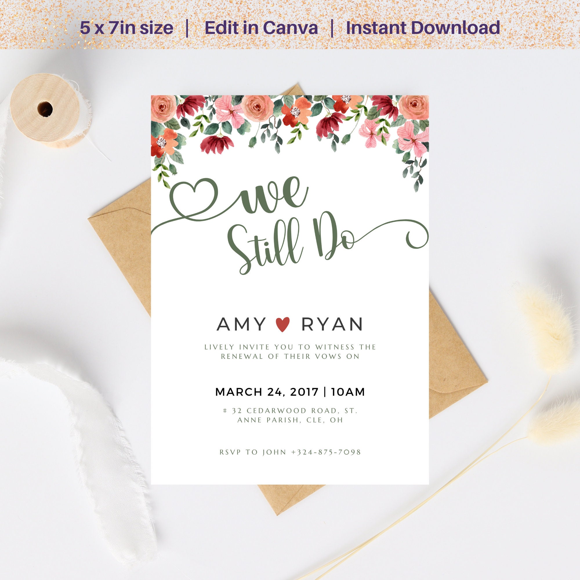 Editable Renewal of Vows Invitation Invitation Template Renew Vows ...