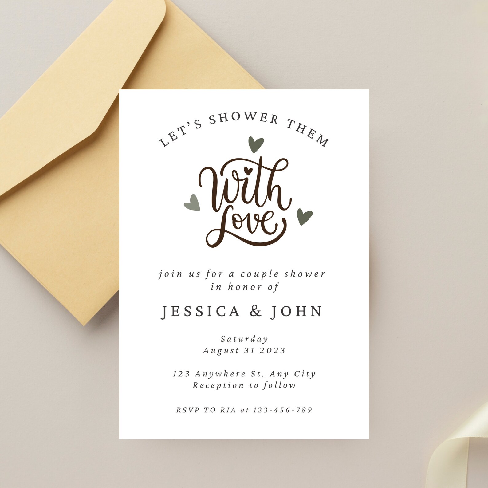 Couples Shower Invitation, Printable Wedding Shower Invite, Modern ...