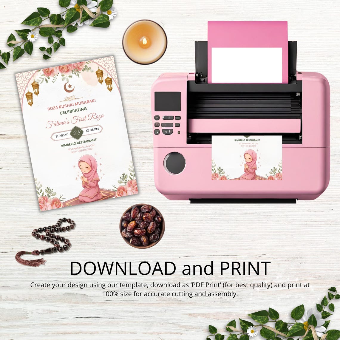 Roza Kushai Invitation, First Roza Celebration Invite, Editable Ramadan ...