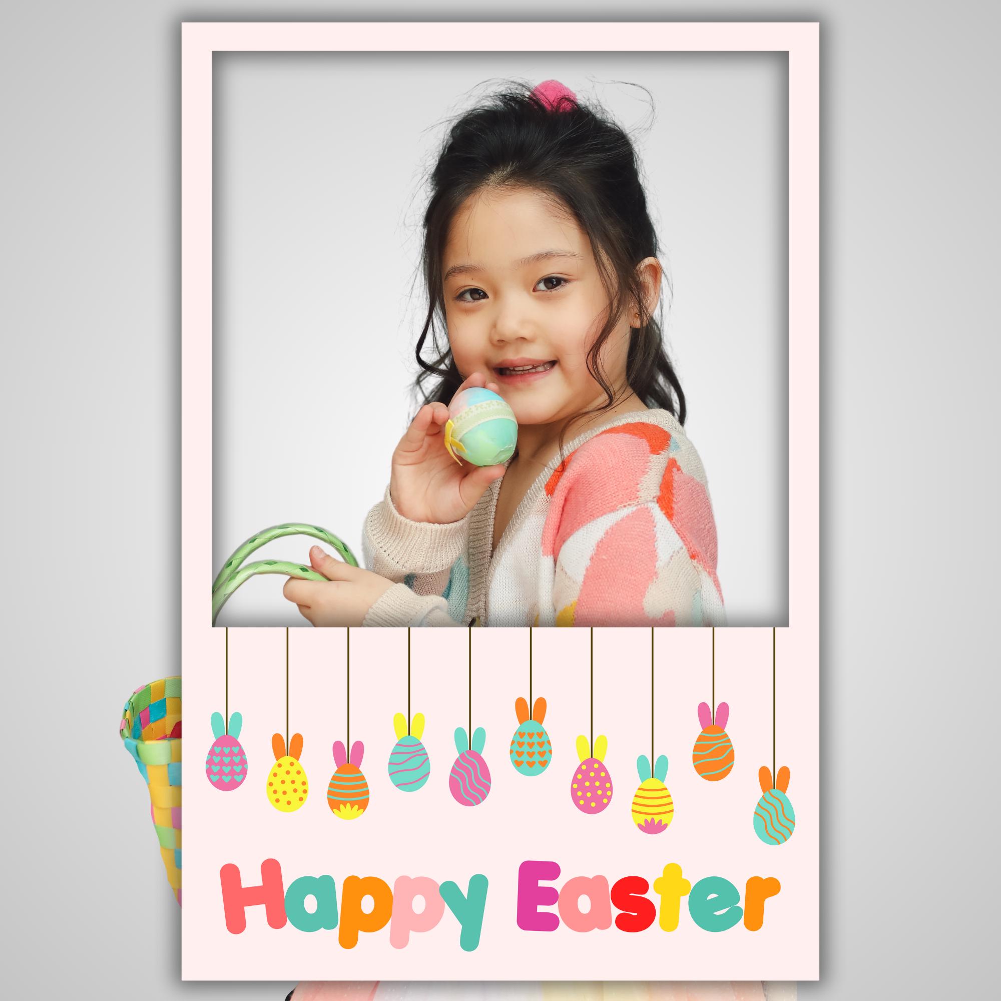 Easter Bunny Photo Booth Frame Template | 24x36" Printable Easter ...
