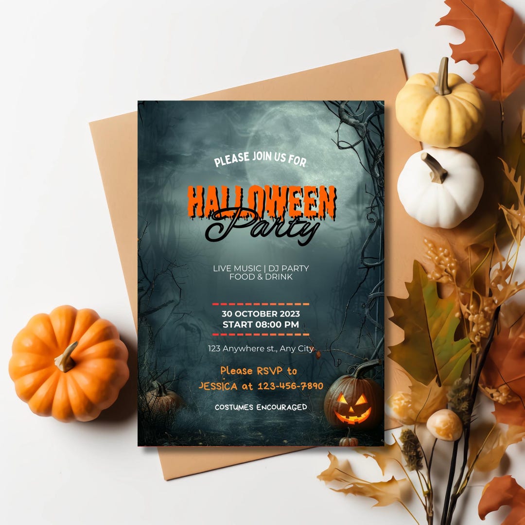 Editable Halloween Party Invitation, Halloween Costume Party Invite ...