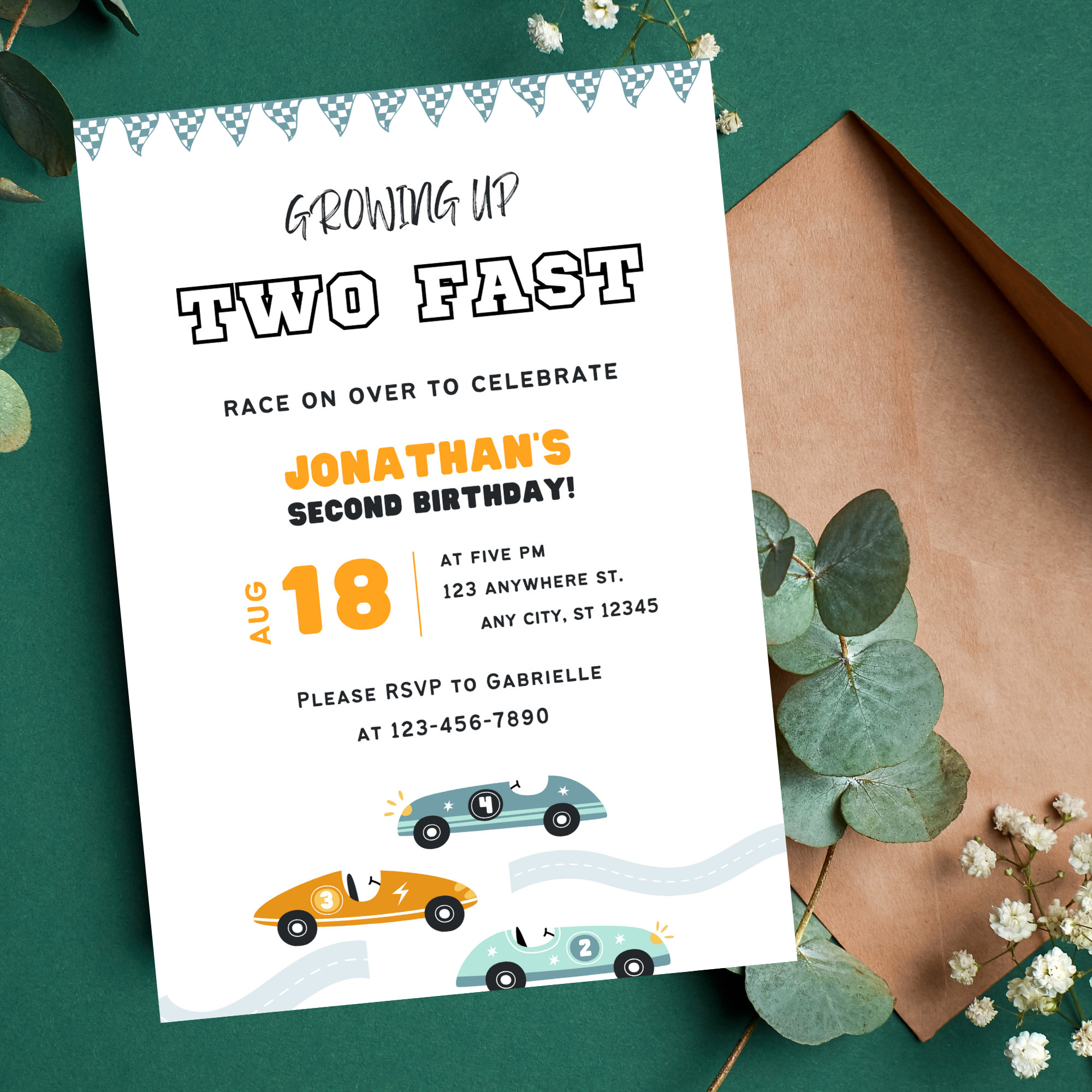 Cars Birthday Invitation Editable Kids Party Invite Printable Boys ...