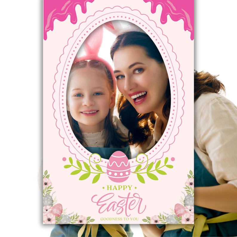 Easter Bunny Photo Booth Frame Template | 24x36" Printable Easter ...